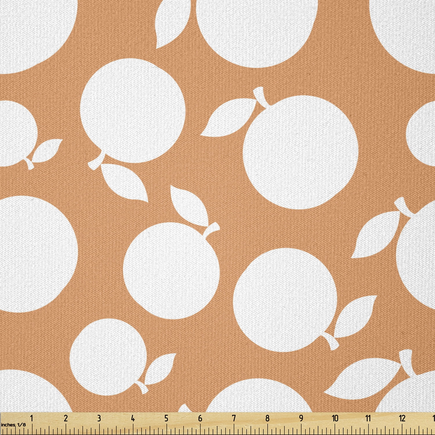 Peach Fabric by The Yard, Pattern with Silhouette Peaches Tasty ...
