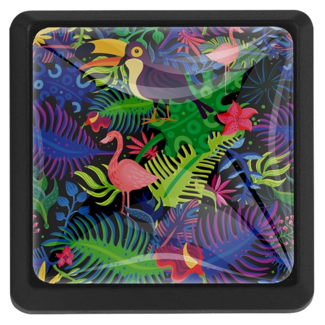 3 Pack Flamingo Square Cabinet Door Knobs Decor for Cupboard Dressing ...