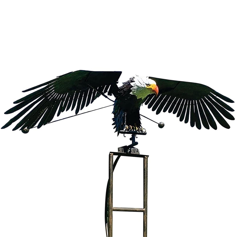 YUANHUILI Iron Eagle Wind Spinners Lawn Ornaments Decor Stake Eagle ...
