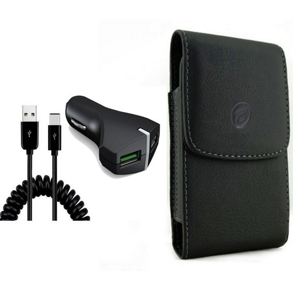 Case Belt Clip & Car Charger for iPhone 15 Pro Max - Leather Swivel ...