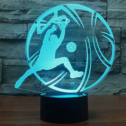 YSITIAN 3D Basketball Night Light Table Desk Optical Illusion Lamps 7 ...