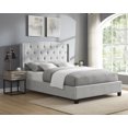 LHYY 1pc Queen Size Upholstered Panel Bed Button Tufted Nail head Dove ...