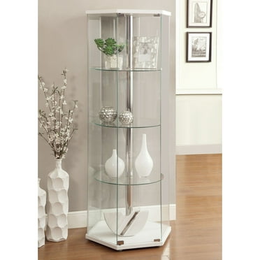 Rectangular 4-shelf Curio Cabinet White and Clear - Walmart.com