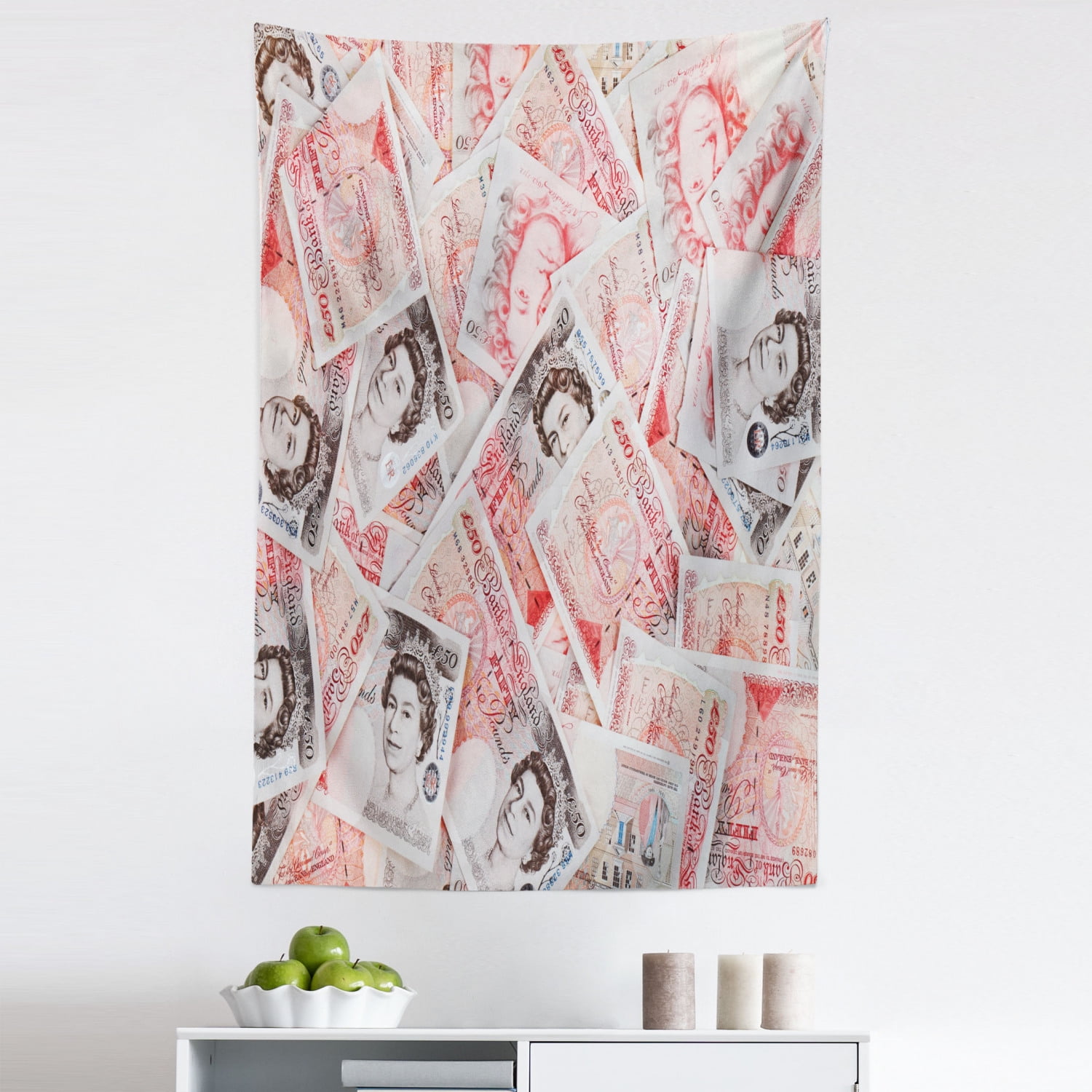 Money Tapestry, Bullseye Notes with a Portrait of Queen of England ...