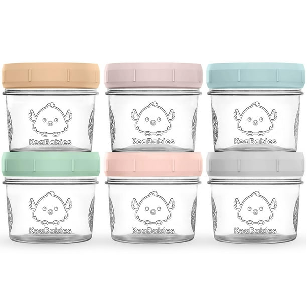 Recipientes de vidrio para comida de bebé KeaBabies 4oz paquete de 6, a ...
