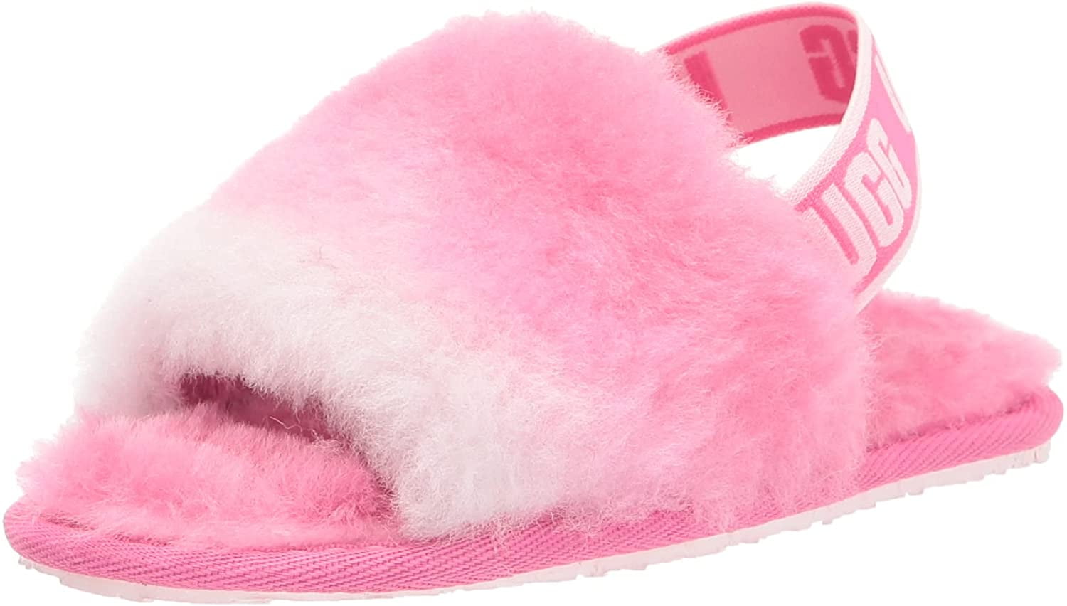 NEW UGG Size 4 Big Kids Girls Fluff Yeah Slide Sandal - Pink Gradient ...