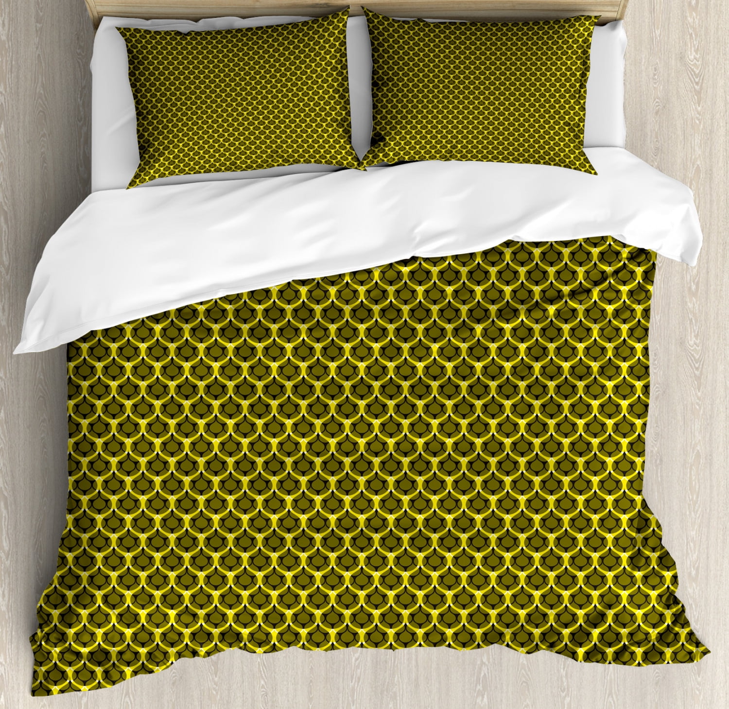 Rain Duvet Cover Set Queen Size, Bumble Bee Honeycomb Concept Ogee ...