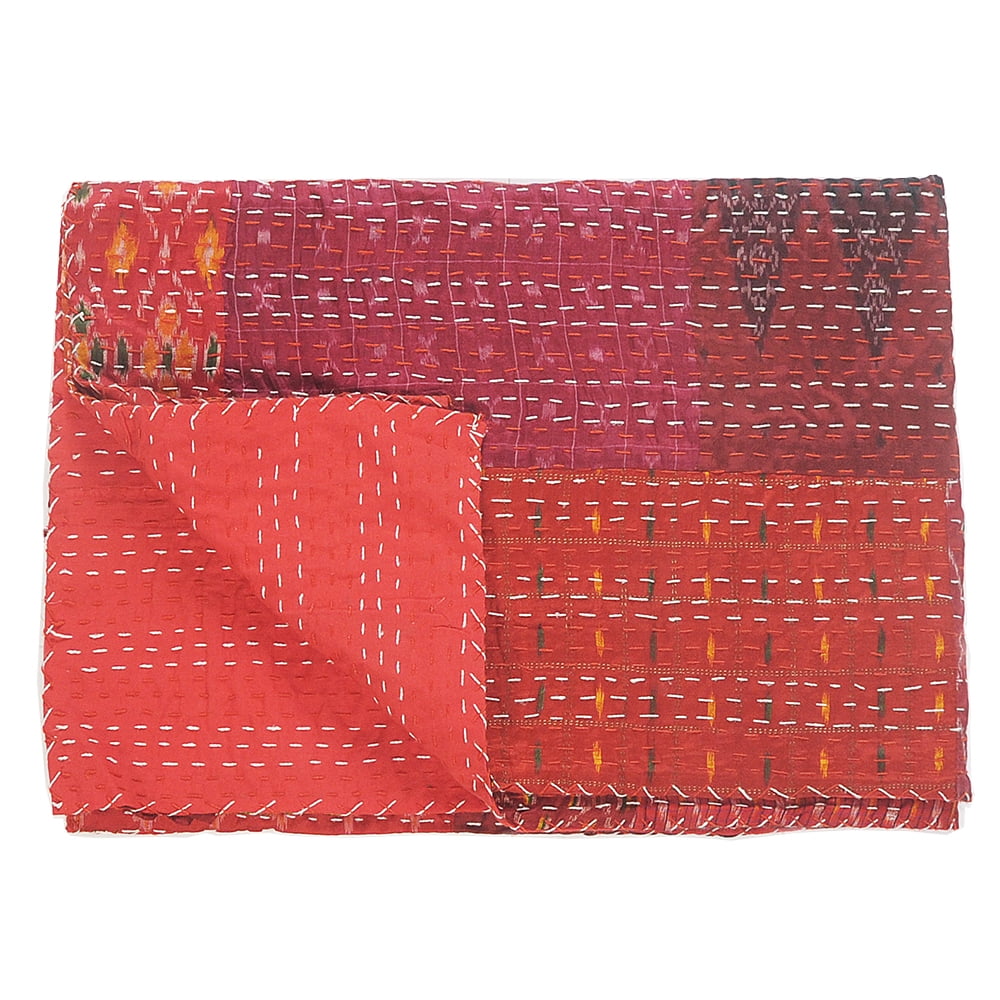 Ox Bay Kandy Happie Kantha Decorative Throw, Maroon, 50" x 70 ...