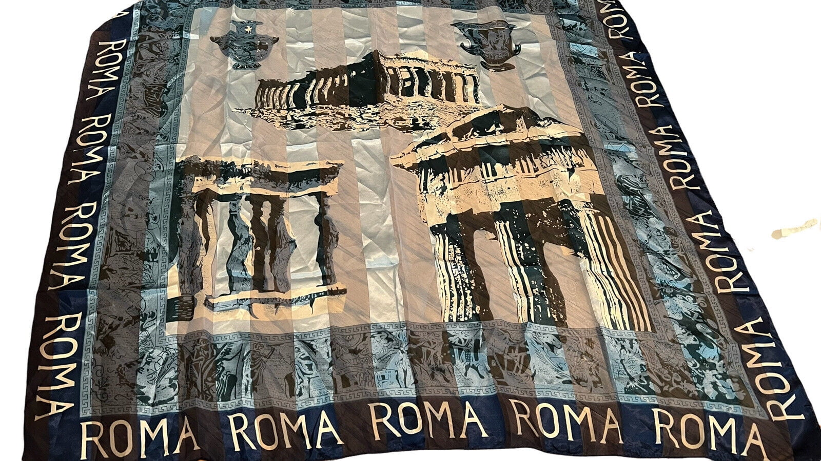 Roma Scarf Square Rome Architecture Silk Blue Grey Faux Silk New Gift ...