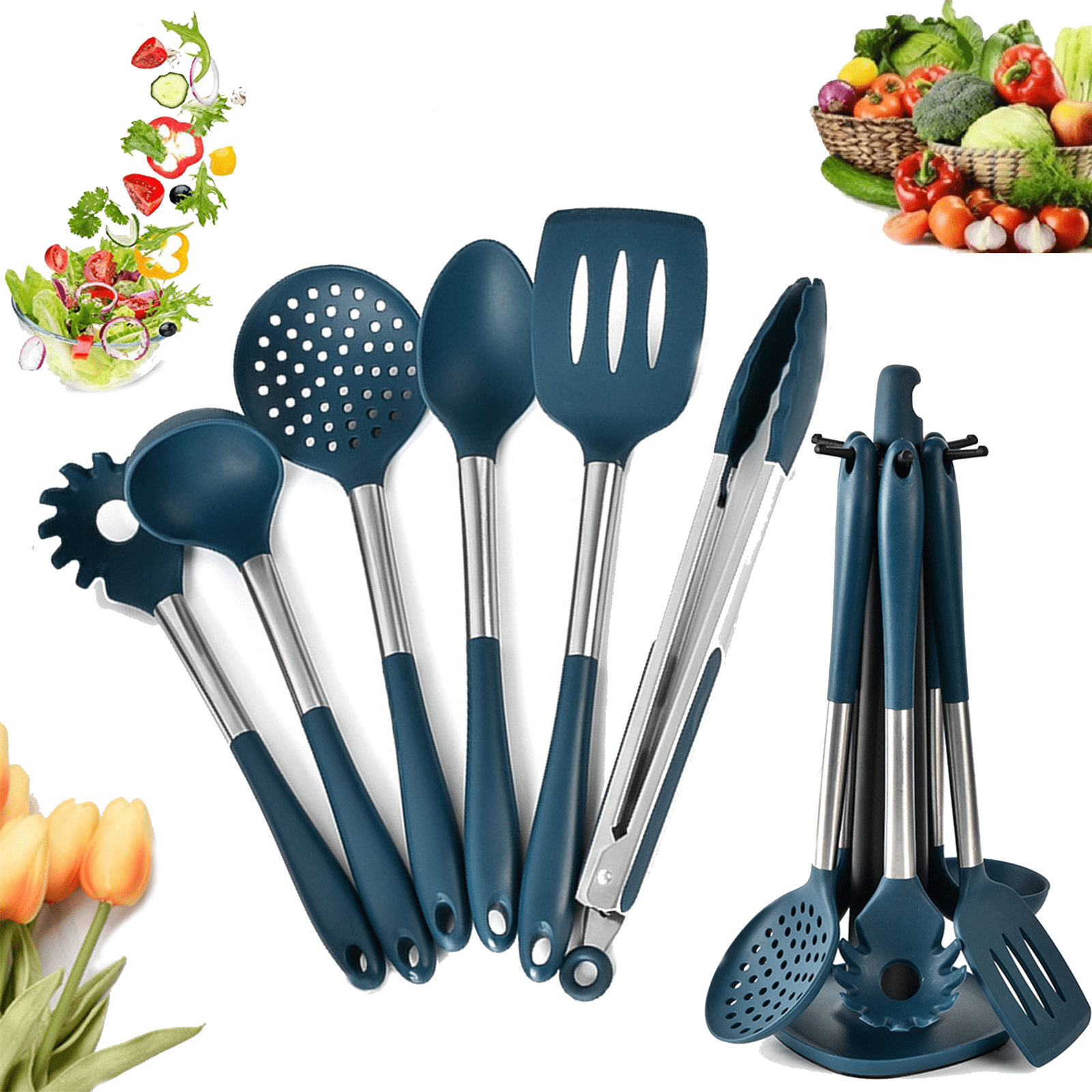Semfri Silicone Cooking Utensils Kitchen Utensils Set 7 Pcs Kitchen