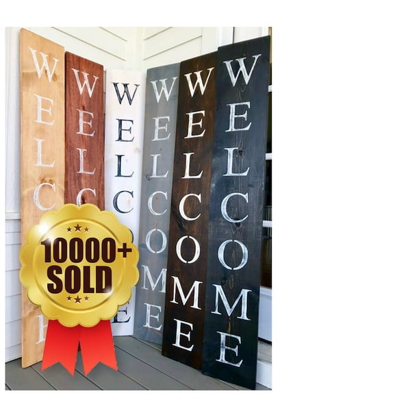 SIGN RUSTIC Wood welcome sign front door welcome sign vertical welcome ...