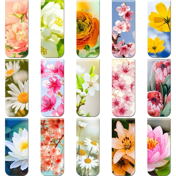 30 Pieces The Flower Magnetic Bookmarks Clips Floral Magnetic Page ...
