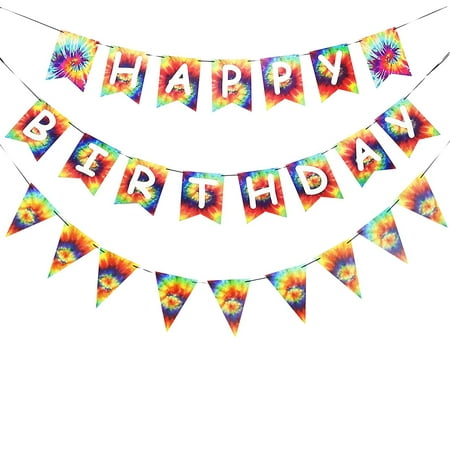 Tie Dye Happy BirtIUIT day Banner Pennant, BirtIUIT day Party ...