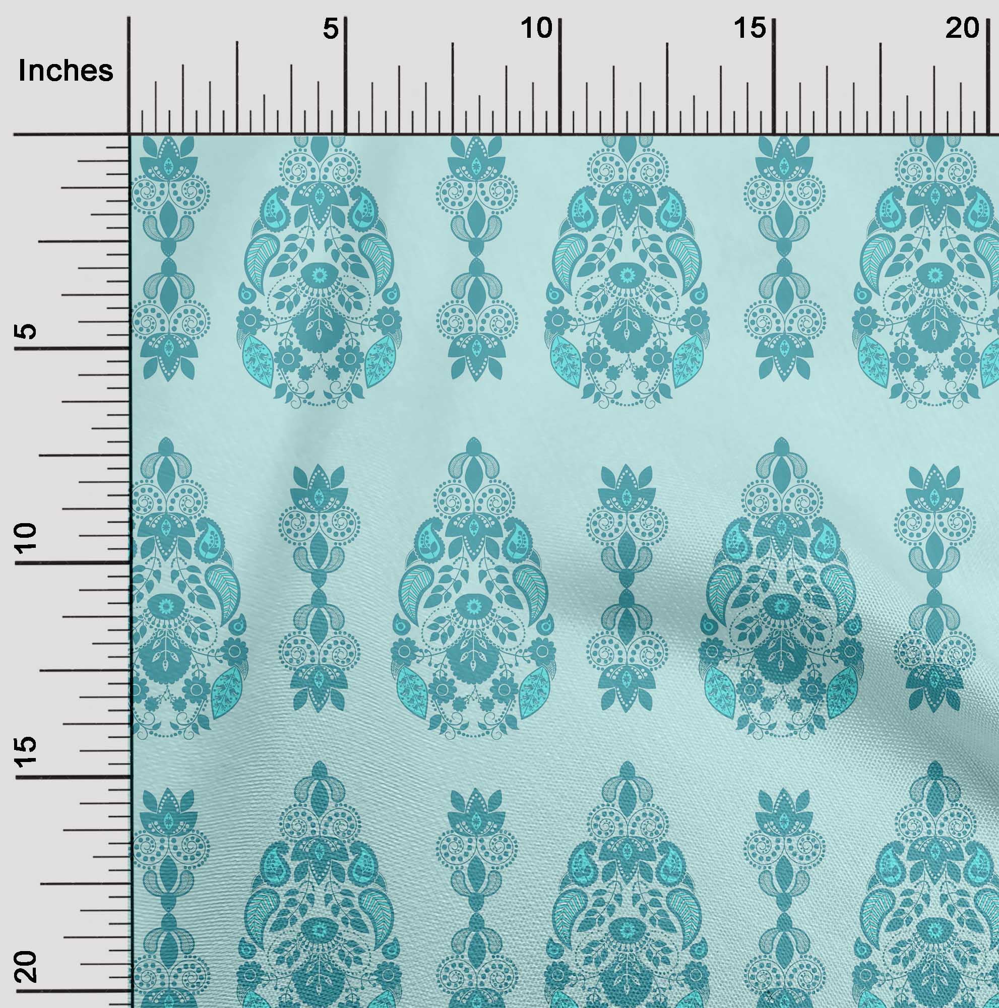 oneOone Silk Tabby Fabric Leaves & Floral Ethnic Print Fabric By The ...