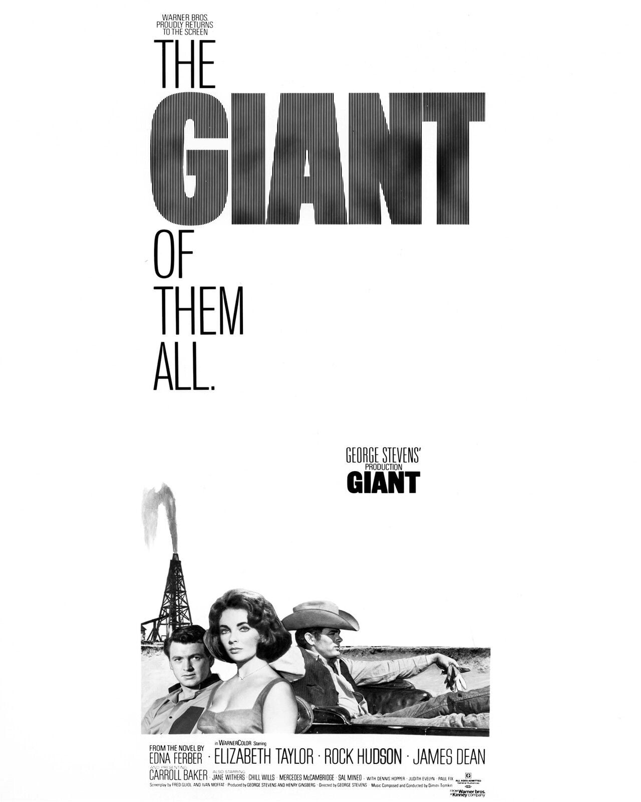 Giant 1956 movie poster art Elizabeth Taylor James Dean Rock Hudson ...