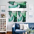 Abstract Stitching Kitchen Curtains Valance and Tier Set Green White ...