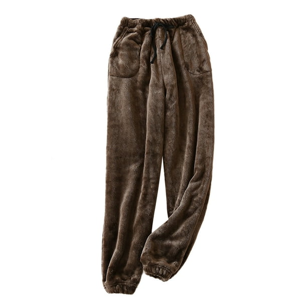 Grianlook Women Trousers Solid Color Lounge Pant Drawstring Baggy