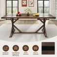 71 Inch Rectangular Farmhouse Table, Kitchen Dining Table for 6 People ...