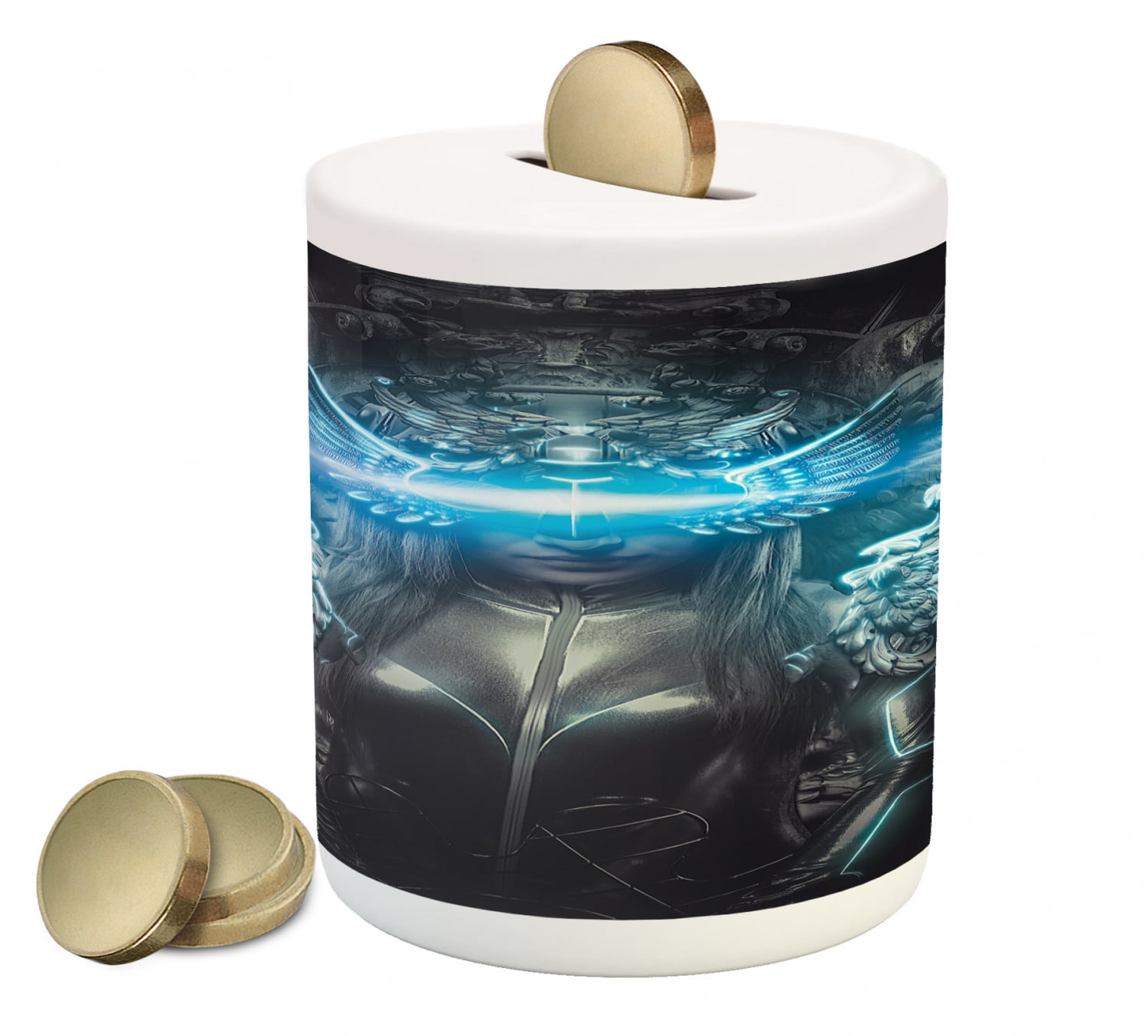 Fantasy World Piggy Bank, Cartoon in Royal Gothic Style Dress ...