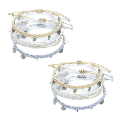 2 sets Waterproof String Anklets Beaded Jewelry for Women Teen Girls ...