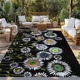 Bohemian Daisy Outdoor Rug 5x7 ft Pastoral Abstract Night Pink Blue ...