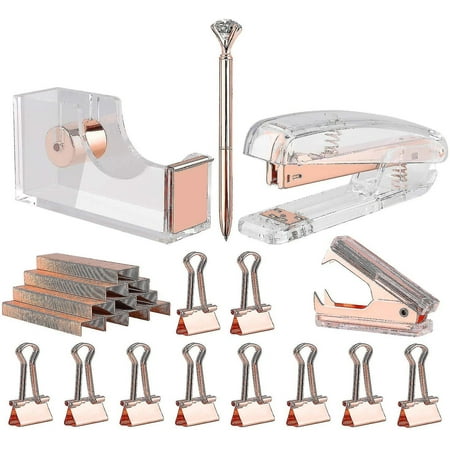 JOYWEI Rose Gold Desk Accessory Kit,set Of Stapler, Staple Remover ...