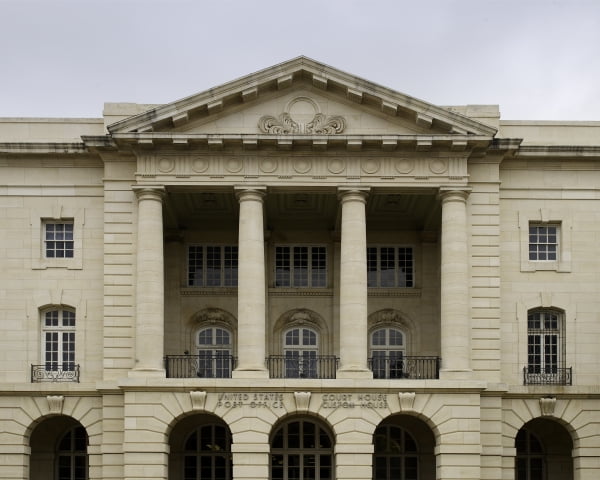 Print: Front Exterior Detail, U.S. Post Office And Courthouse, Laredo ...