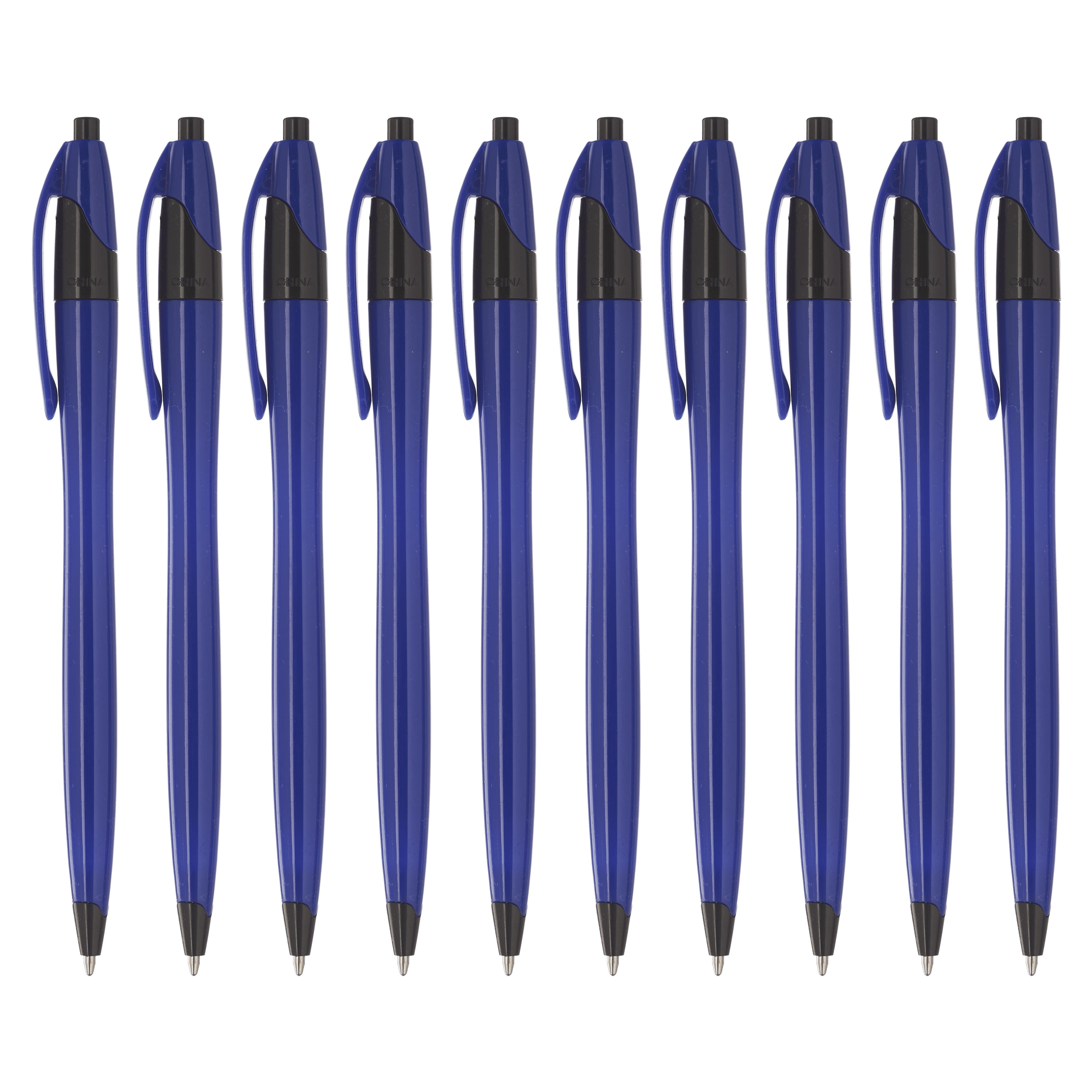 10 Accent Click Action Pens Pack - Plastic, Curvy, Vibrant, Black Ink ...