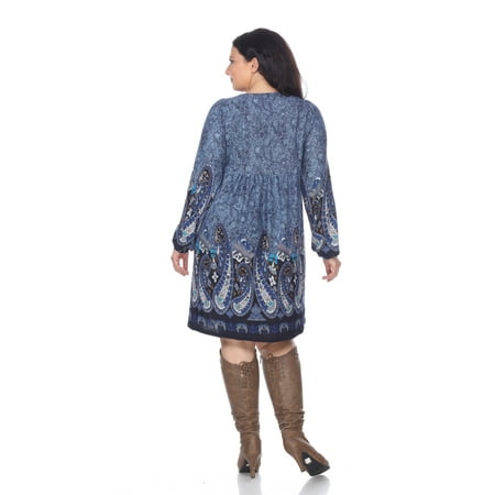 White Mark PS861-02 1XL Plus Size Apolline Embroidered Sweater Dress 02 ...