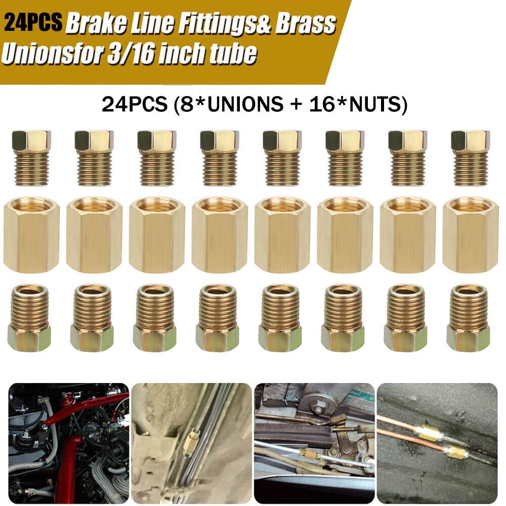 24 Piece 3/16" brake line (3/8-24 Inverted) Brake Line Fittings & Brass ...