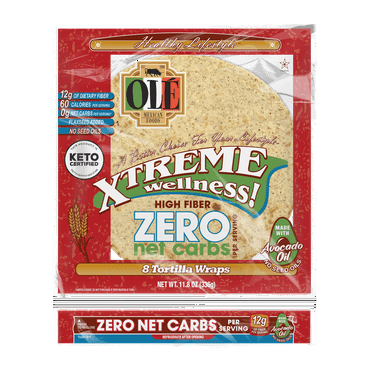 Ole Xtreme Wellness High Fiber, Low Net Carb Tortilla Wraps - Zero ...
