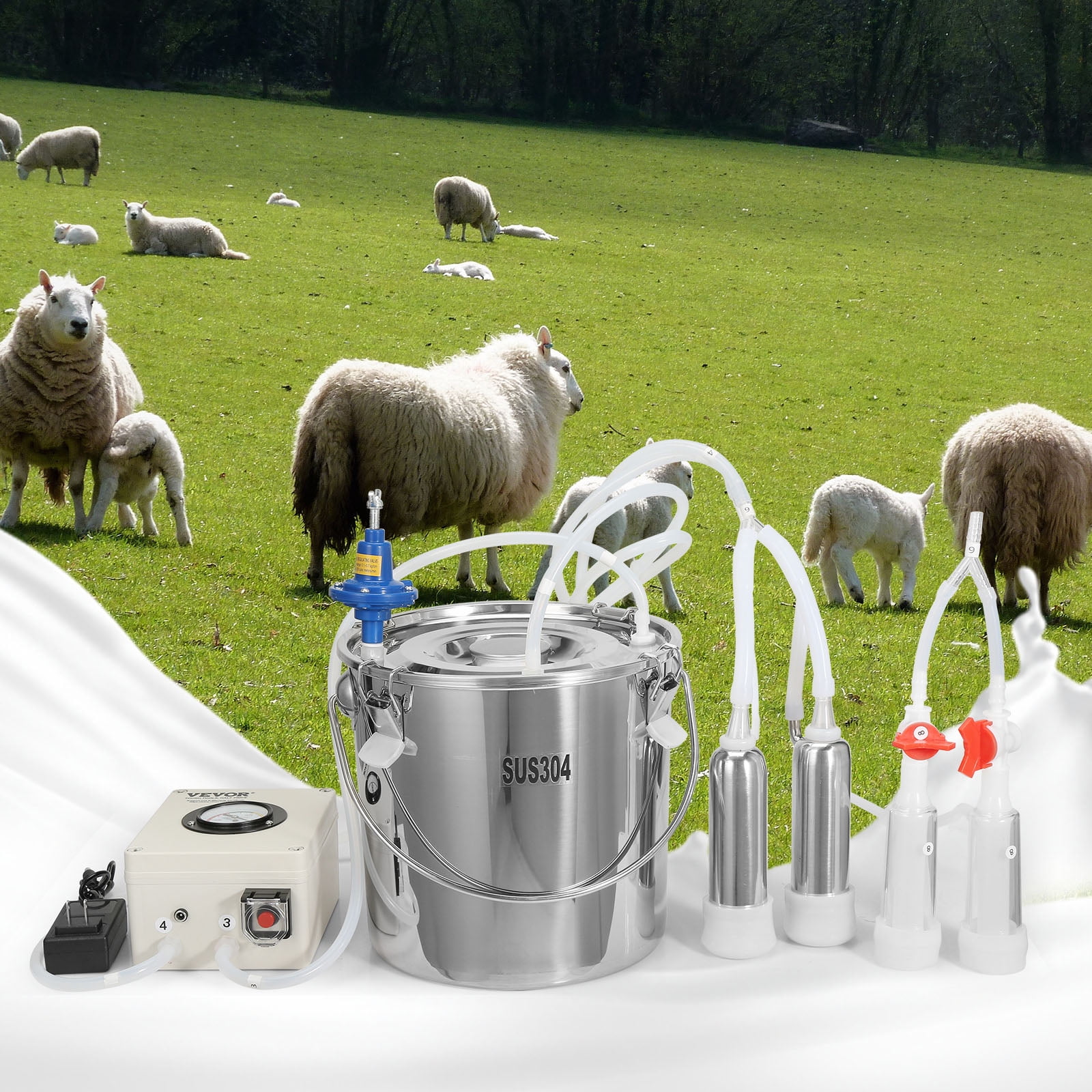 BENTISM Goat Milking Machine Goat Milker 12 L 304 Stainless Steel ...