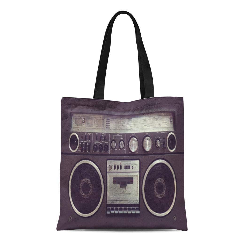 Buy ASHLEIGH Canvas Tote Bag Speaker Retro Boombox Cassette Player ...