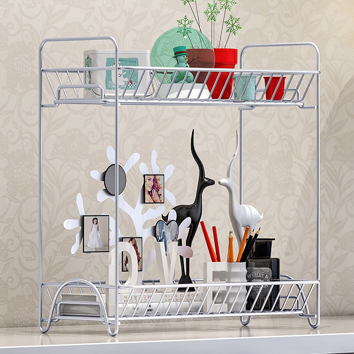 2-Tier Multifunction Spice Rack Stainless Storage Shelf Rack for ...