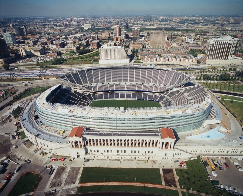 Aerial view of a stadium, Soldier Field, Chicago, Illinois, USA Poster ...