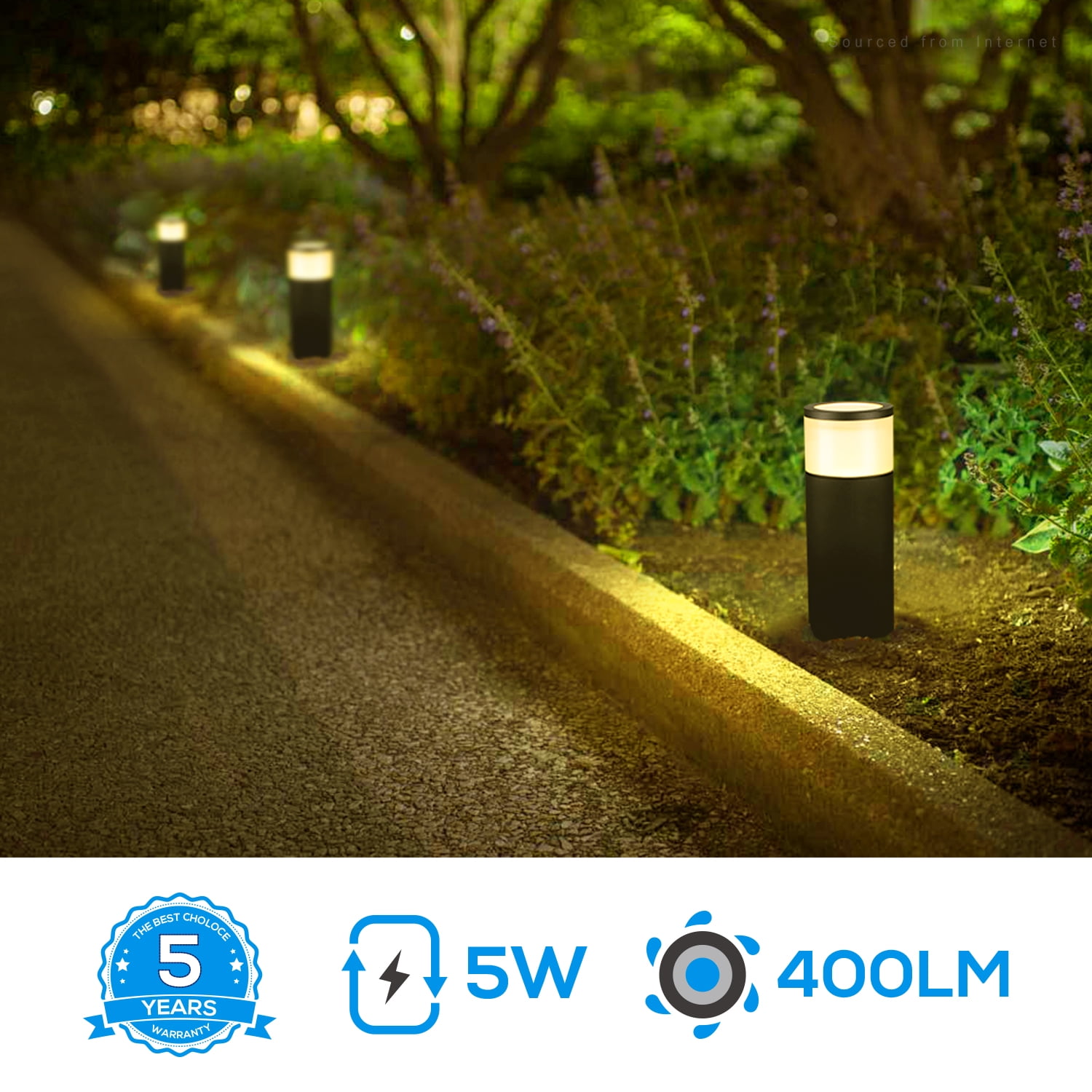 LEONLITE 24 Pack Low Voltage Path Lighting, 5W LED Landscape Bollard ...