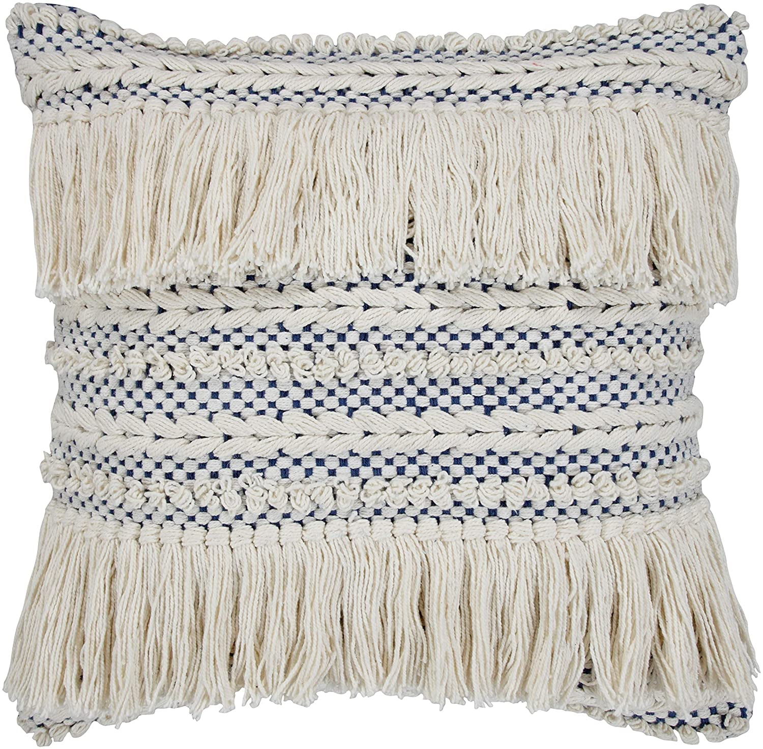 Saatvik KC 55 IV Handwoven Pillow Ivory Navy - Walmart.com