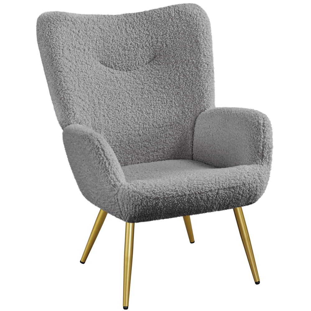 Yaheetech Modern Boucle Fabric Accent Chair Home Office, Gray - Walmart.com
