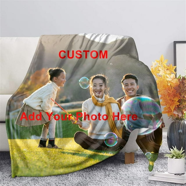 Custom Your Own Image Bed Blankets Flannel Throw Blankets Warm Lightweight Fluffy Fuzzy Blankets ...