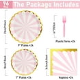 96PCS Pink Party Paper Plates with Gold Scalloped Edge, Pink Scalloped ...