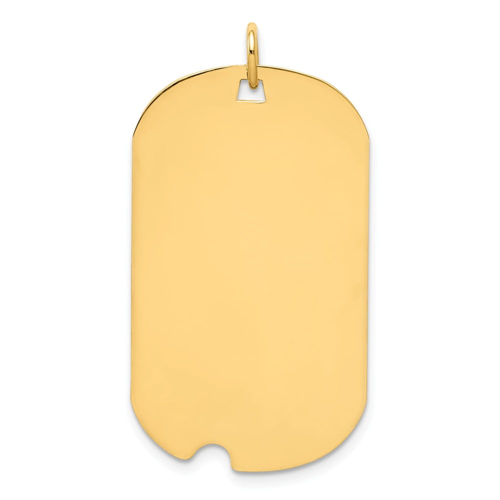 14K Yellow Gold Charm Pendant Notched Plain .027 Gauge Engraveable Dog ...