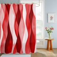 Bathroom Shower Curtain Abstract Red Wave Stripe Texture Waterproof ...