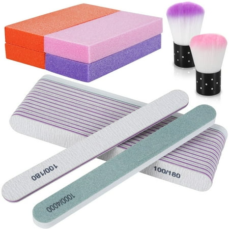 22Pcs Manicure Tools Kit with 4 Nail Buffer Block 14 Straight Rubbing ...