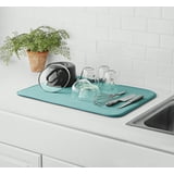 Mainstays Microfiber Dish Drying Mat Teal, 18x24 inches, reversible ...