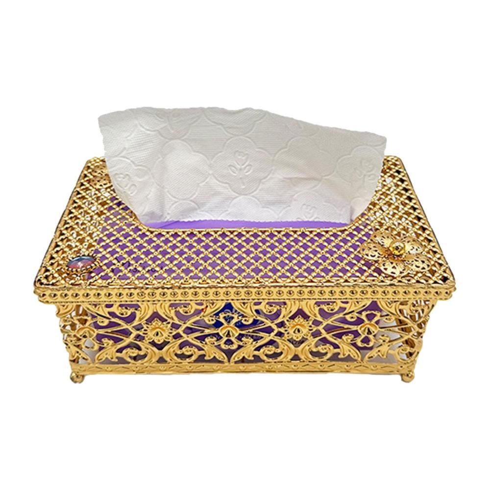 Gold Tissue Box Cover|Rectangular Gold Iron Mesh Tissue Box Cover ...