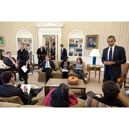 President Obama'S Staff Carry In Their Chairs Before An Oval Office ...