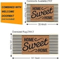 2 x 3 Ft Black and Beige Striped Rug, Cotton Low-Pile Woven Layering ...