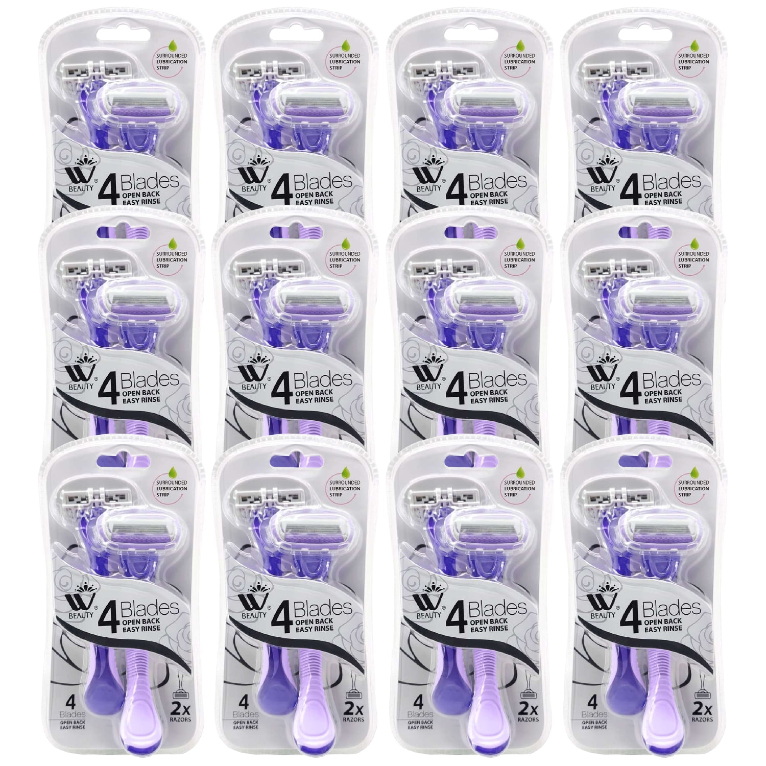 WBM Razors for Women, 4-Blades Razor Smoother Body Shave, 12 Pack (24 ...