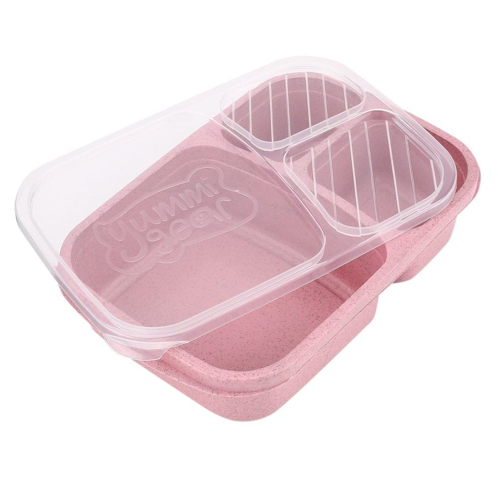 Wheat Straw Bento Box 3 Grids With Lid Microwave Food Box Biodegradable ...