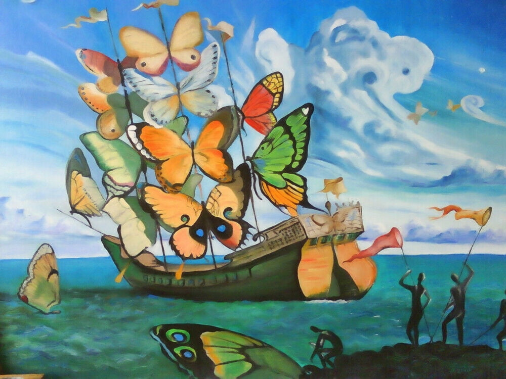Salvador Dali Ship With Butterfly Sails - Canvas or Print Wall Art ...